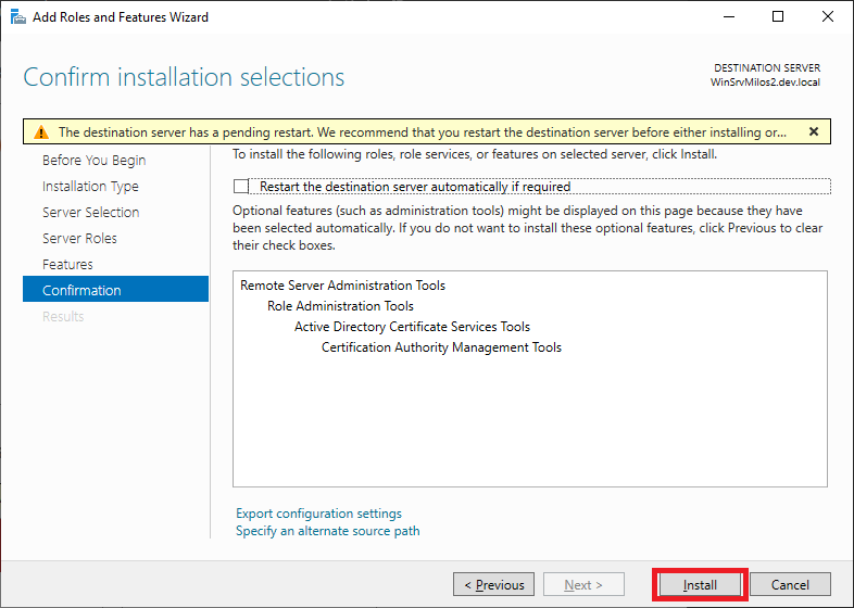 CA cert present on NTAuth store