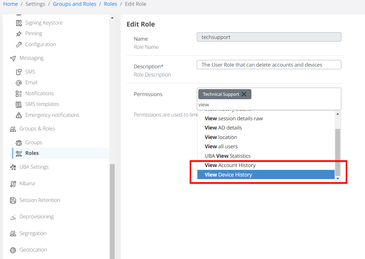 Account and device history improvements