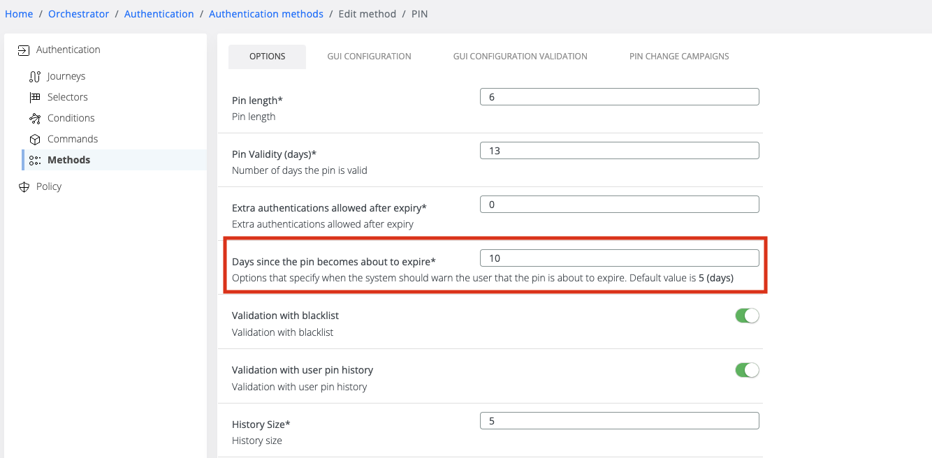 Using PIN age and PIN status in Veridium Manager and SSP